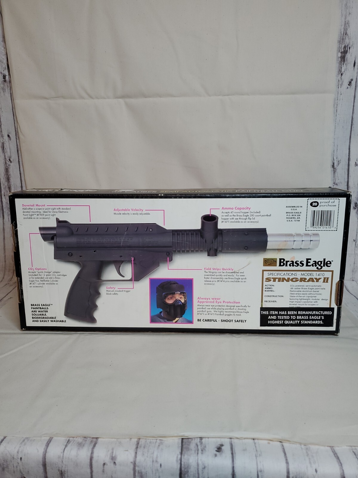 Stingray II .68 Caliber Semi-Auto Paintball Gun Brass Eagle In Box w ...
