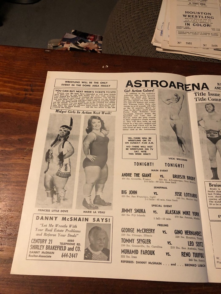 Vintage 06/10/1977 Houston, TX Paul Boesch Wrestling Program NWA/AWA ...