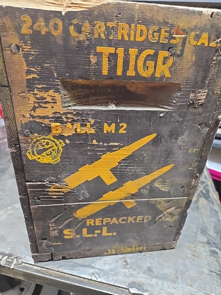 Vintage WWII .50 cal Wooden Ammo Crate Original M2 240 Cartridges T1IGV ...