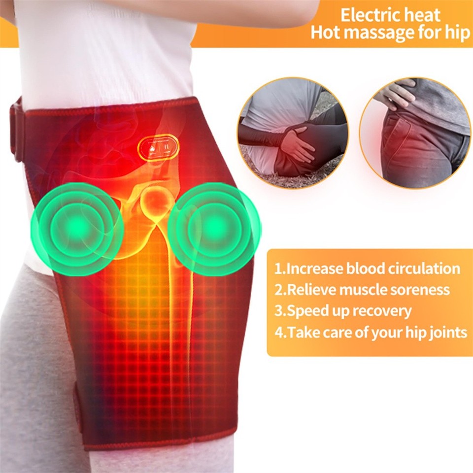 Electric Heated Massage Waist Hip Support Brace Heat Pad for Sciatica ...