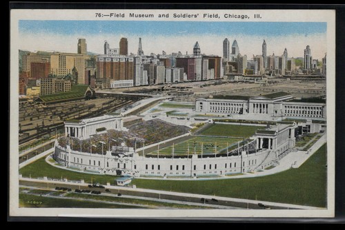 Chicago Illinois IL Postcard View Of Field Museum And Soldier's Field ...