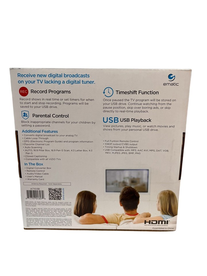 EMATIC Digital TV Tuner Converter Box w/ Recorder & Remote & Manual ...