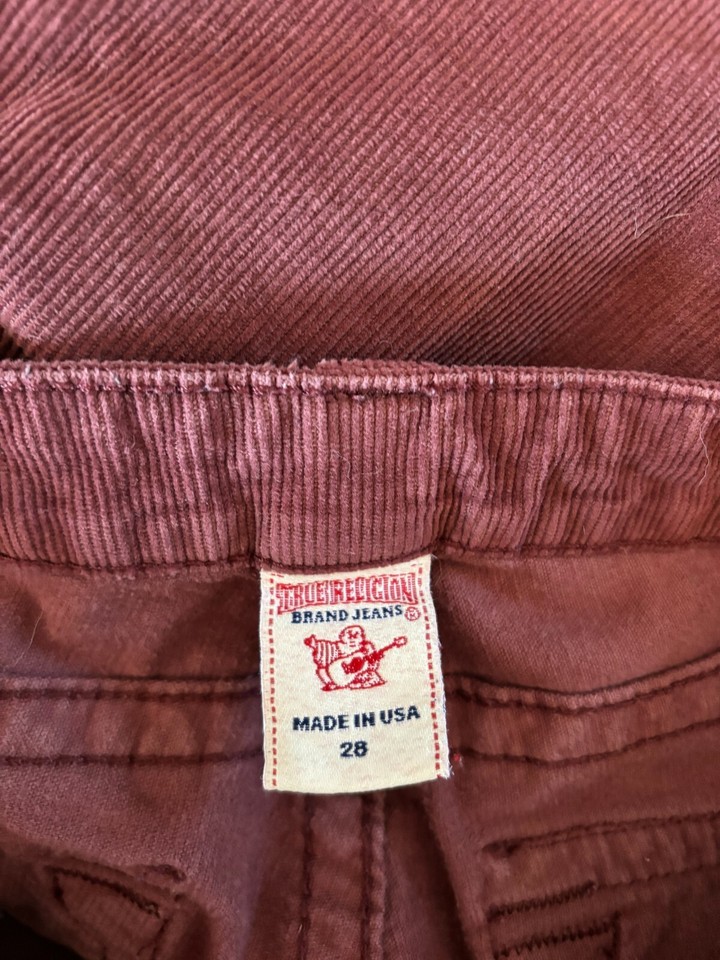 True Religion Maroon Corduroy Low Rise Skinny Pants Womens Size 28 ...