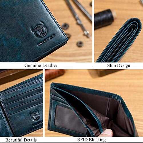 BULLCAPTAIN RFID Wallets for Men Slim Bifold Genuine Leather Assorted ...