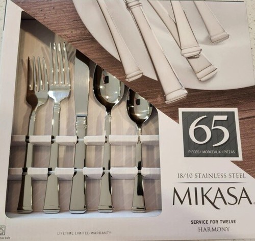 NEW Mikasa Harmony Flatware Service for 12- 64 Piece Set- 18/10 ...
