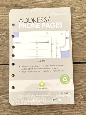 Franklin Covey Address / Phone Pages Classic Size 5.5”x 8.5” +FAST ...