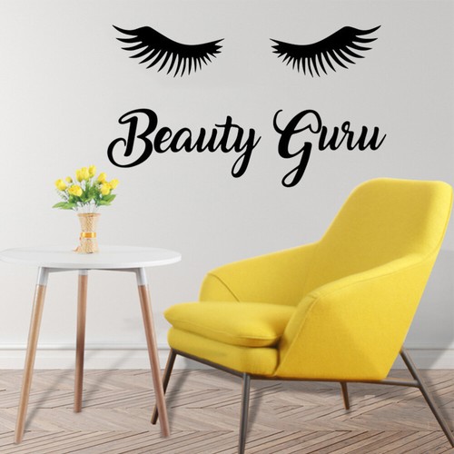 Sticker mural salon de beauté cils sticker mural maquillage mur fenêtre ...