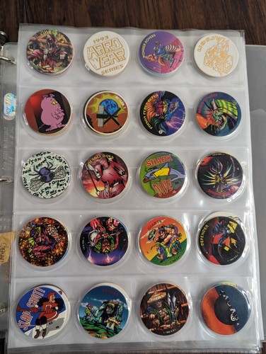 Vintage Lot of 60 POGS Caps - Weird Animals, Bears, Clown, Dino Designs ...