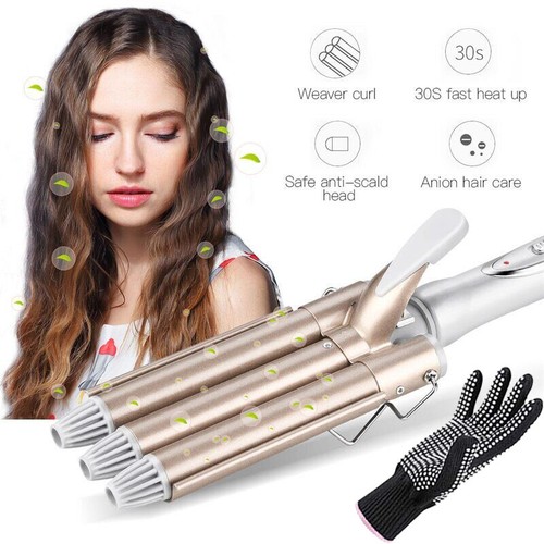 45W Hair Salon Ceramic 3 Triple Barrel Hair Wave Waver Curling Iron ...