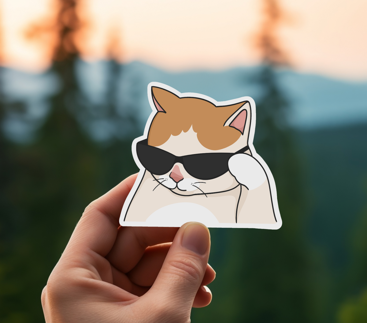 Cat With Glasses Meme Sticker Tshirt Illustration Paint Memes