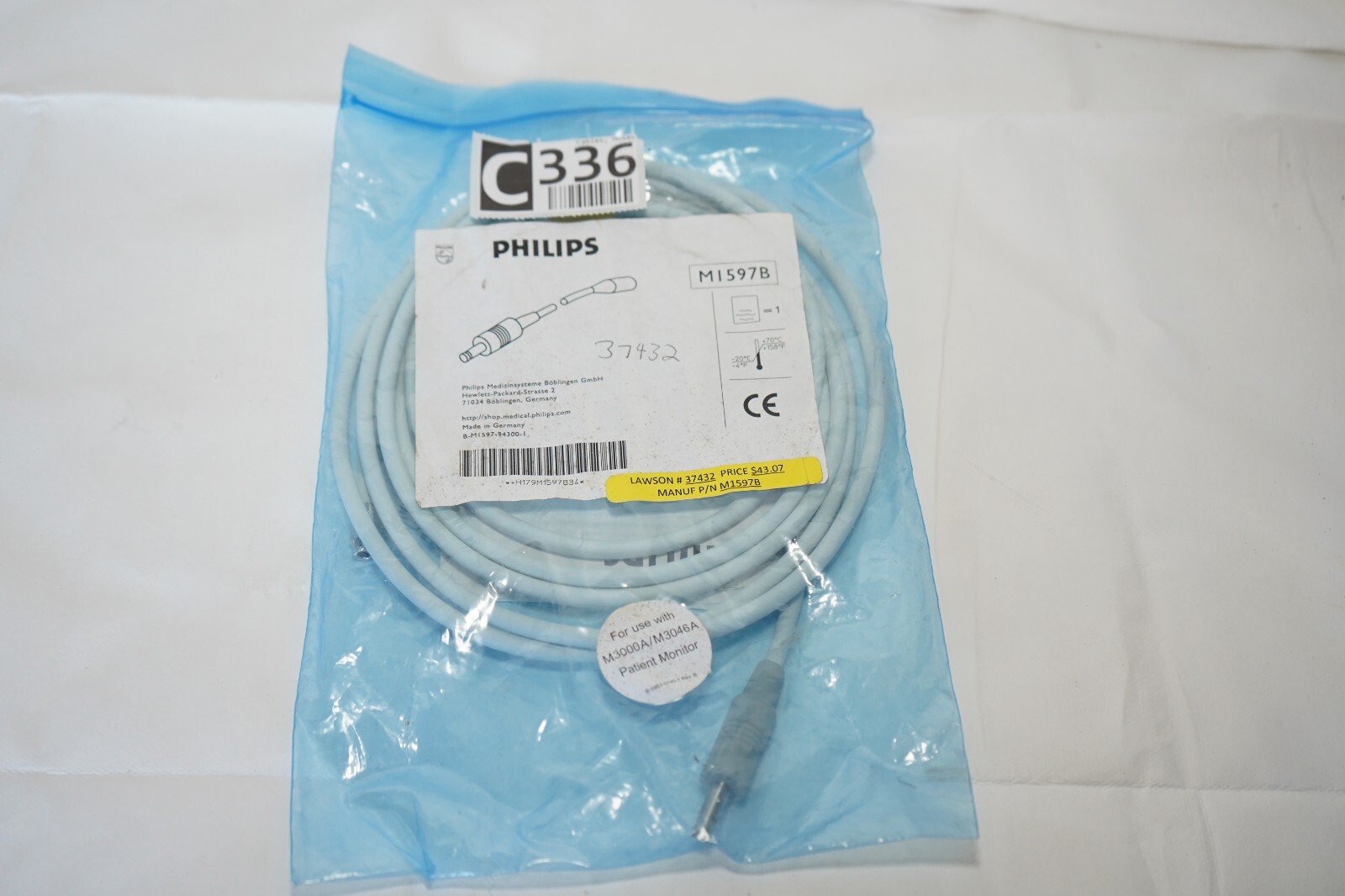 Philips M1597B Neonatal Pressure Interconnect Cable 3 Meter for sale ...