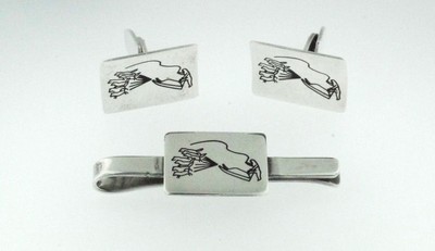 VINTAGE JENS TAGE HANSEN DOG SLEDDING CUFFLINKS & MONEY CLIP SET 925 ...