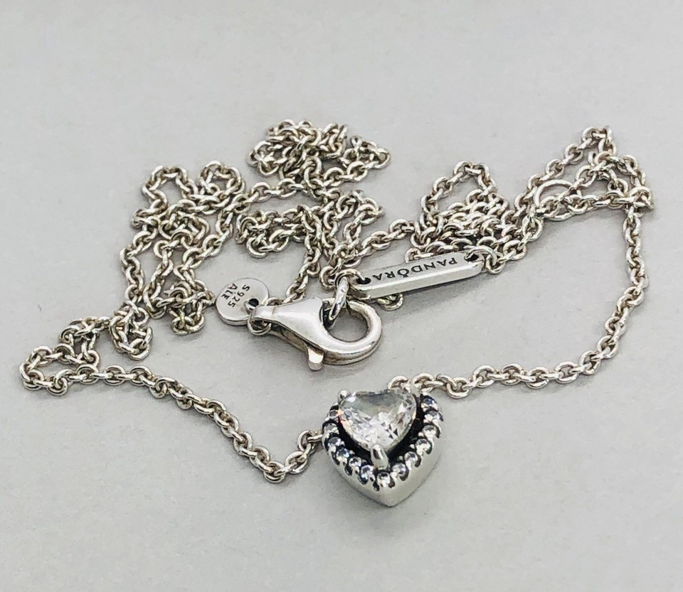 Genuine PANDORA Sterling Silver Elevated Heart Necklace - 398425C01 ...