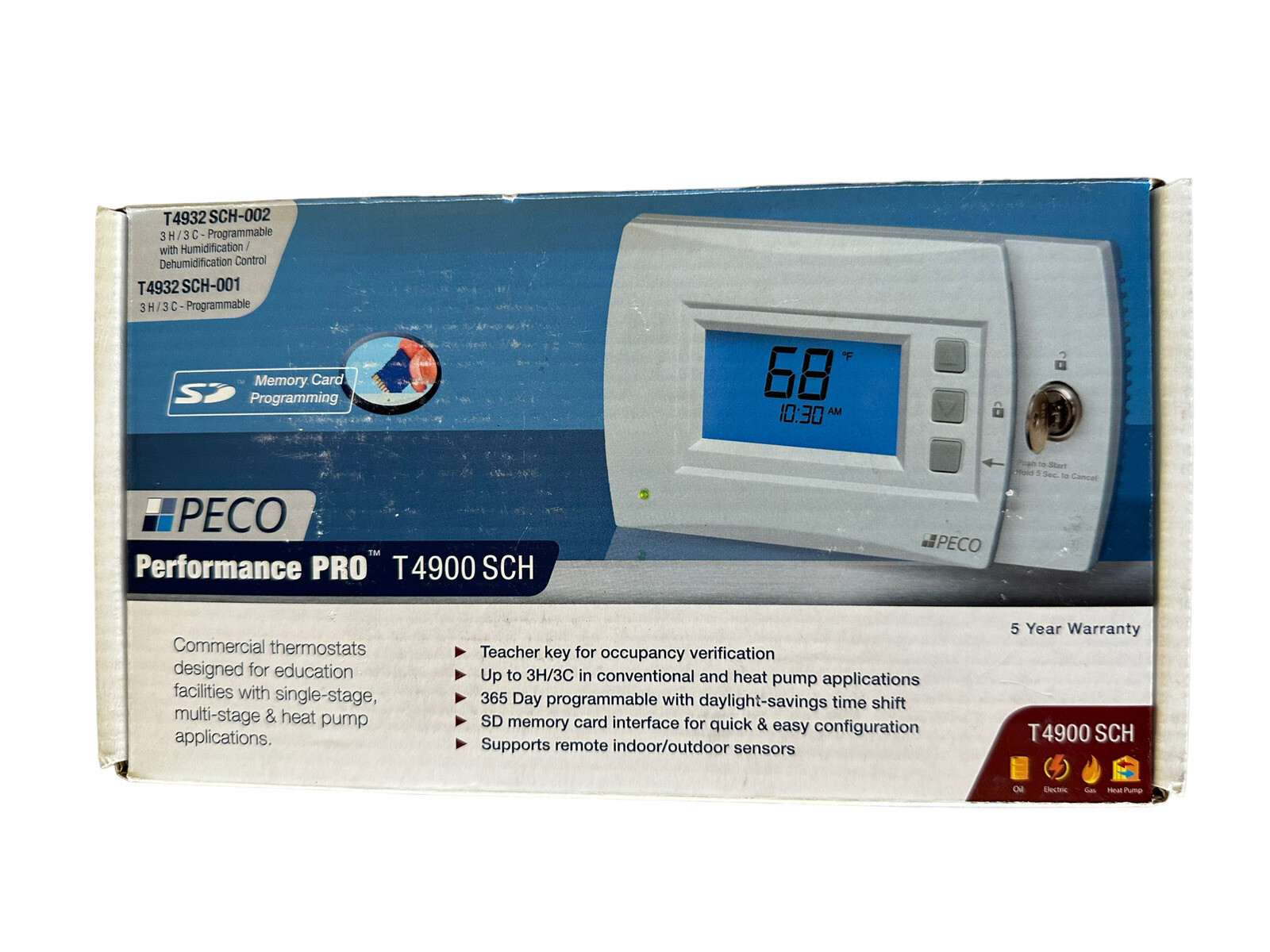 PECO Thermostat 7 Day Programmable Stages 3 Heat/2 Cool T4932SCH-001 ...