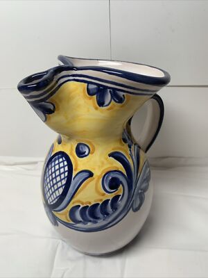Pottery From Spain Signed Vintage Pitcher Pinched Spout Toledo Style ...