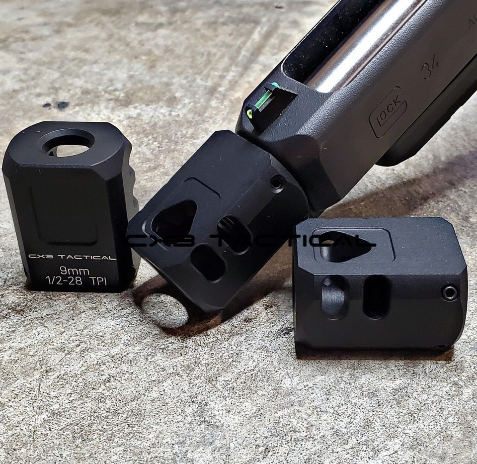 9mm Compensator 1/2-28 TPI Muzzle Brake Comp For G17 G19 G26 G34 G43 ...