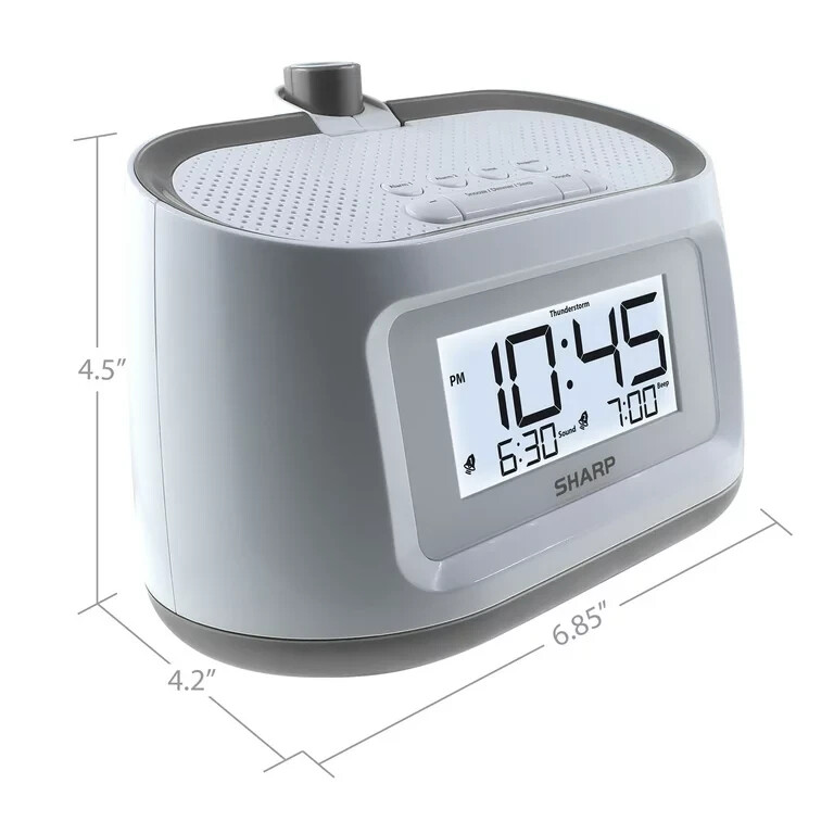 Sharp PROJECTION ALARM CLOCK with 8 SOOTHING SLEEP SOUNDS & DUAL ALARM ...