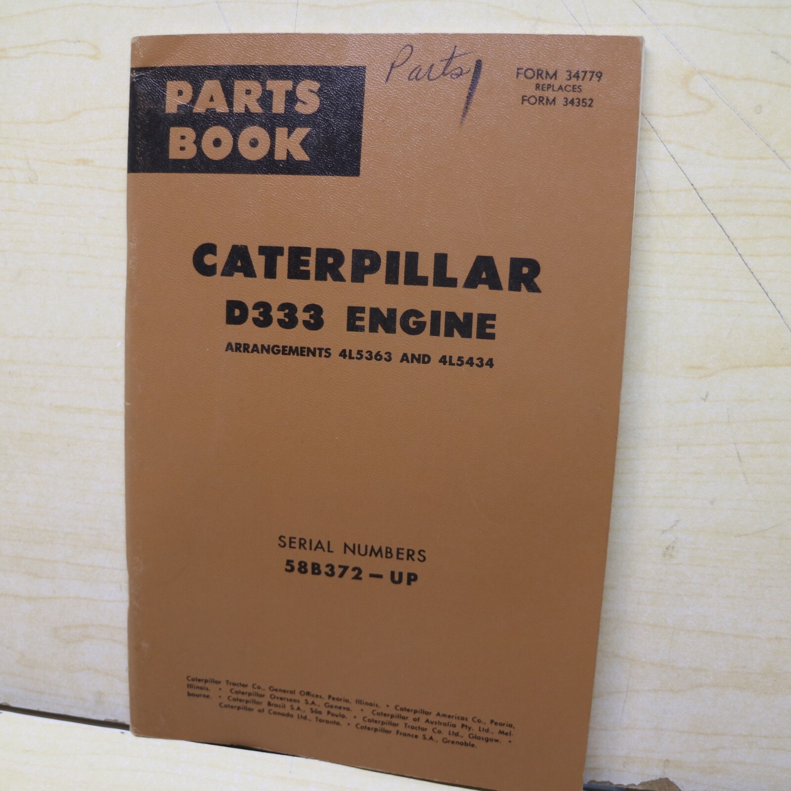 CAT Caterpillar D333 Engine Parts Manual Book Catalog 58B shop spare list index | eBay