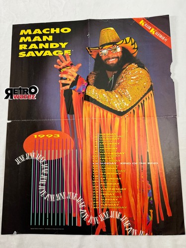 1993 WWF Magazine 'Macho Man' Randy Savange Insert Calendar Poster 16 ...