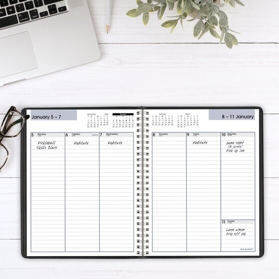 At-A-Glance 2026 Weekly Planner Column Style Black Med 7"x8-3/4" Office ...