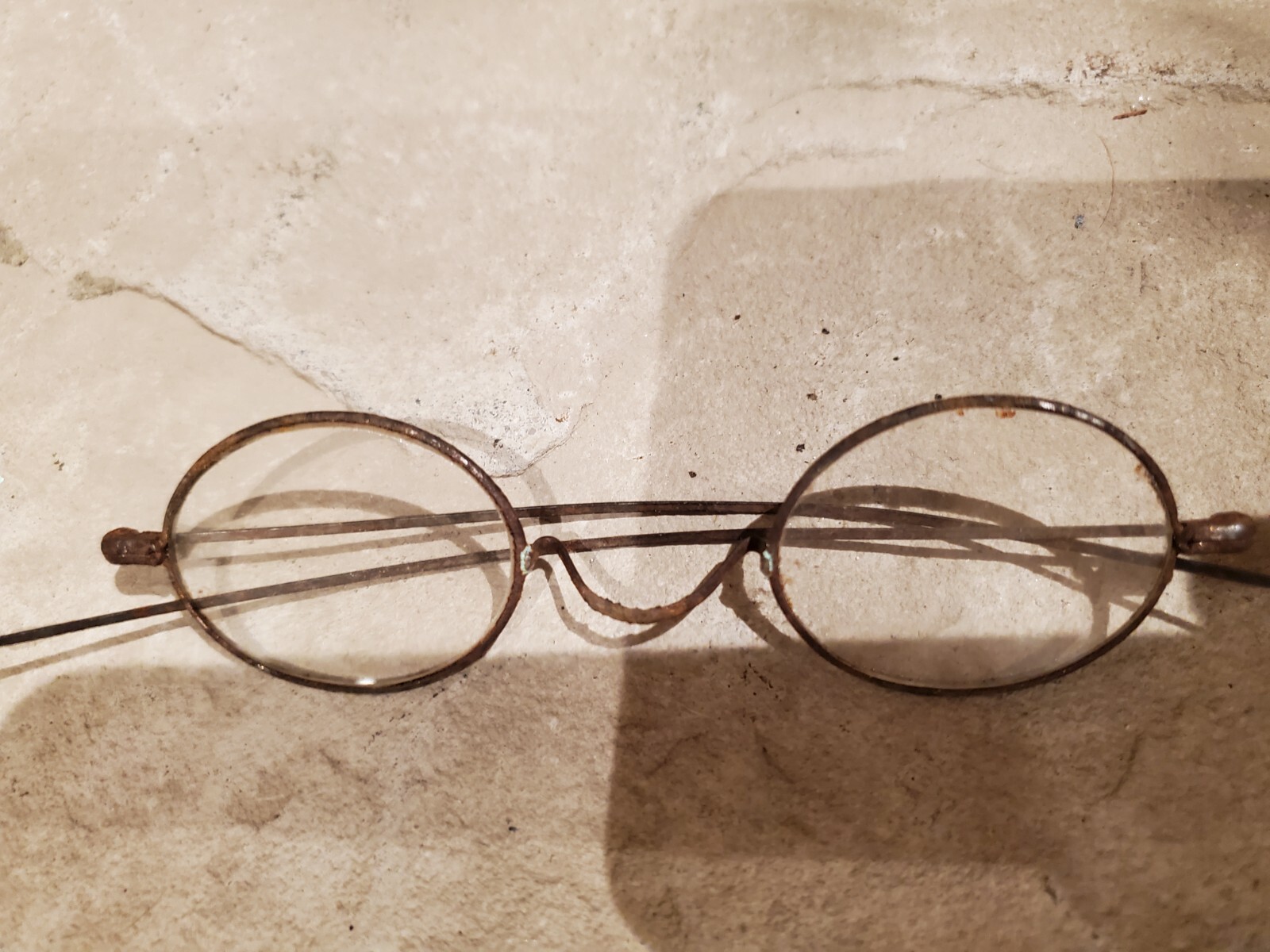 Antique Glasses w/ Oval Wire Rim Frames Spectacle Fra… - Gem