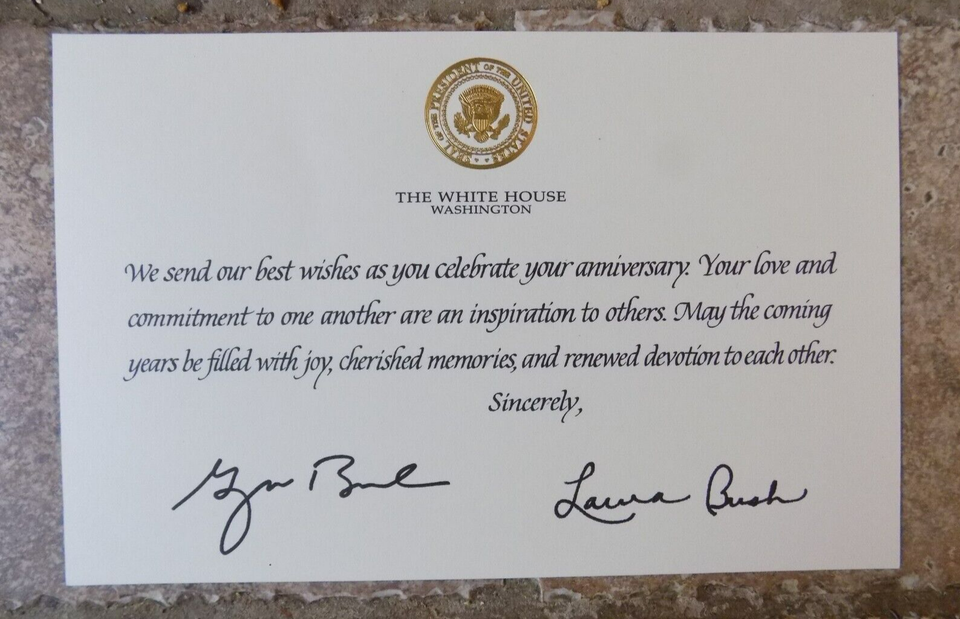 President GEORGE BUSH & First Lady LAURA BUSH Letter SIGNED by Both w ...