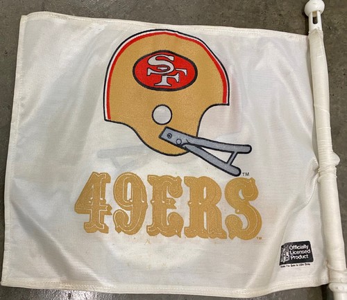 Vintage San Francisco 49ers White Car 12x14 Flag w/ Pole 2 Bar Helmet ...