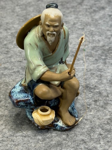 Vintage Shiwan Chinese Mud Man Fisherman Mid Century Chinese Figurine 5 ...