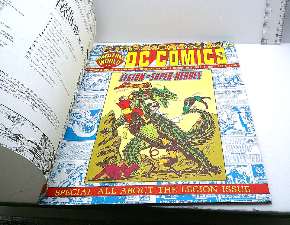 THE AMAZING WORLD OF DC COMICS FANZINE MAGAZINE #9 1975 LEGION SUPER ...