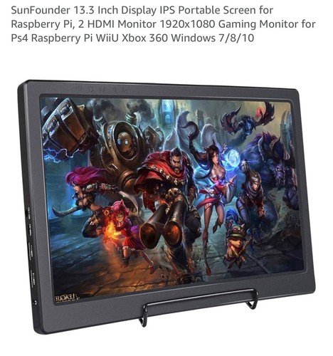 SunFounder 13.3 Inch Display IPS Portable Screen 2 HDMI Monitor 1920x1080 Gaming | eBay