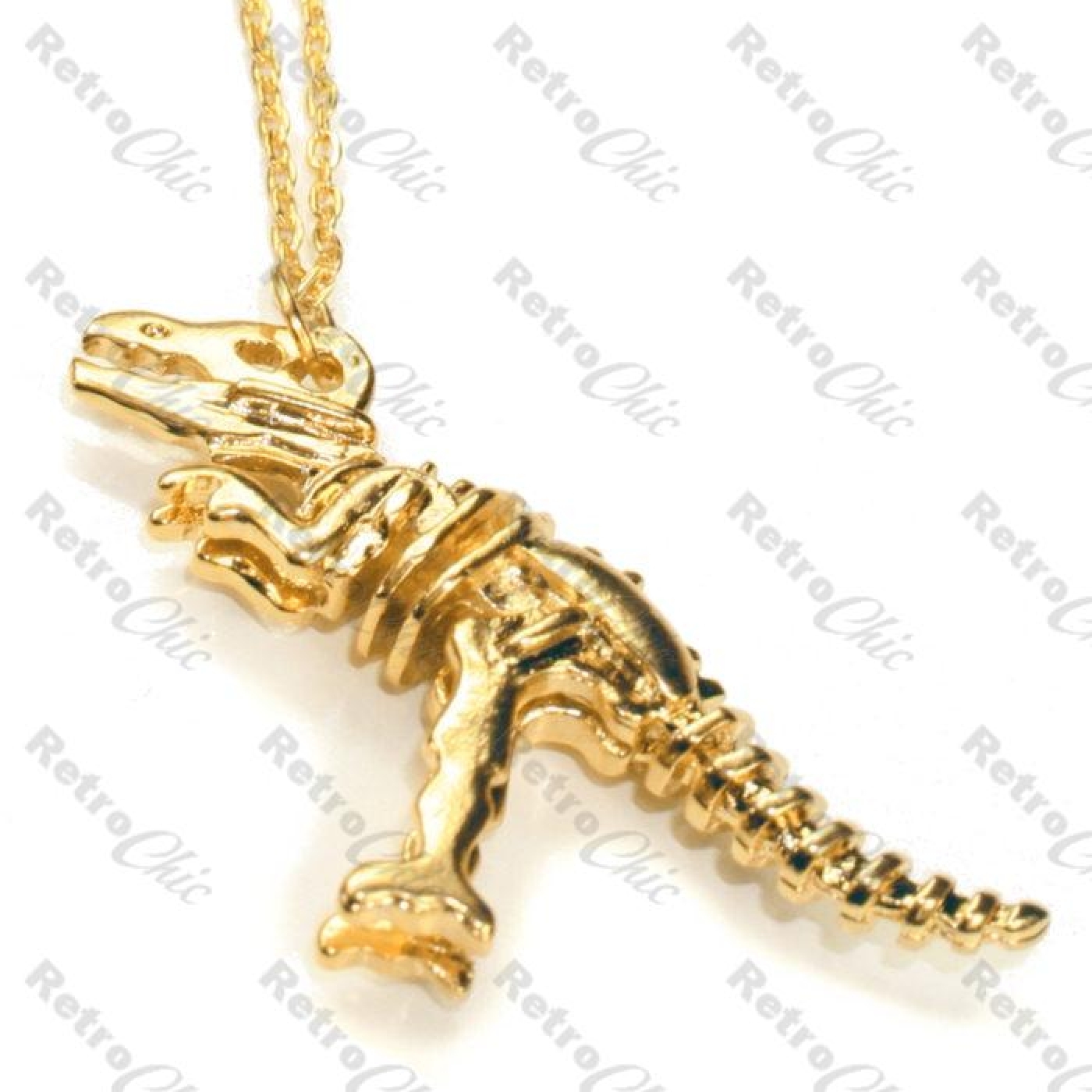 T REX skeleton DINOSAUR LONG NECKLACE pendant CHAIN big tyrannosaurus ...