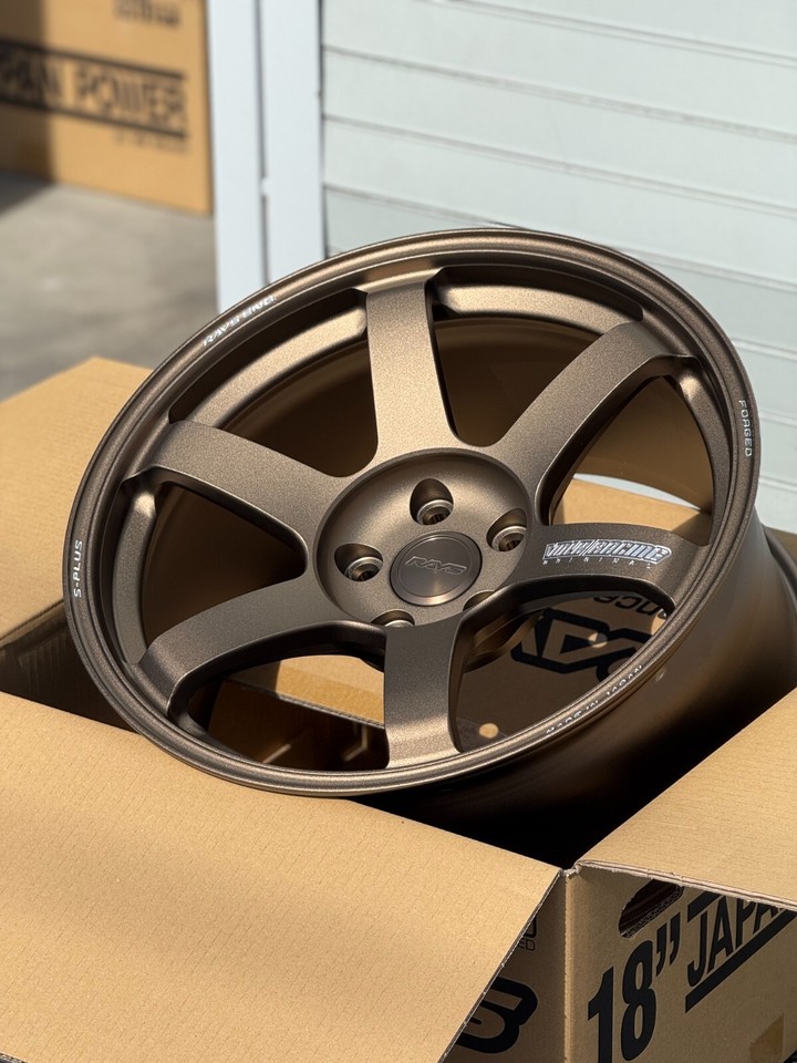 (set of 4) Volk Racing TE37 Saga S-Plus 18x9.5 +22 5x114.3 Bronze ...