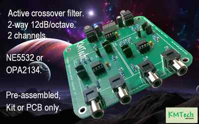 2 Channel 2 way 12dB/octave active crossover filter KMTech NE5532 Pre ...