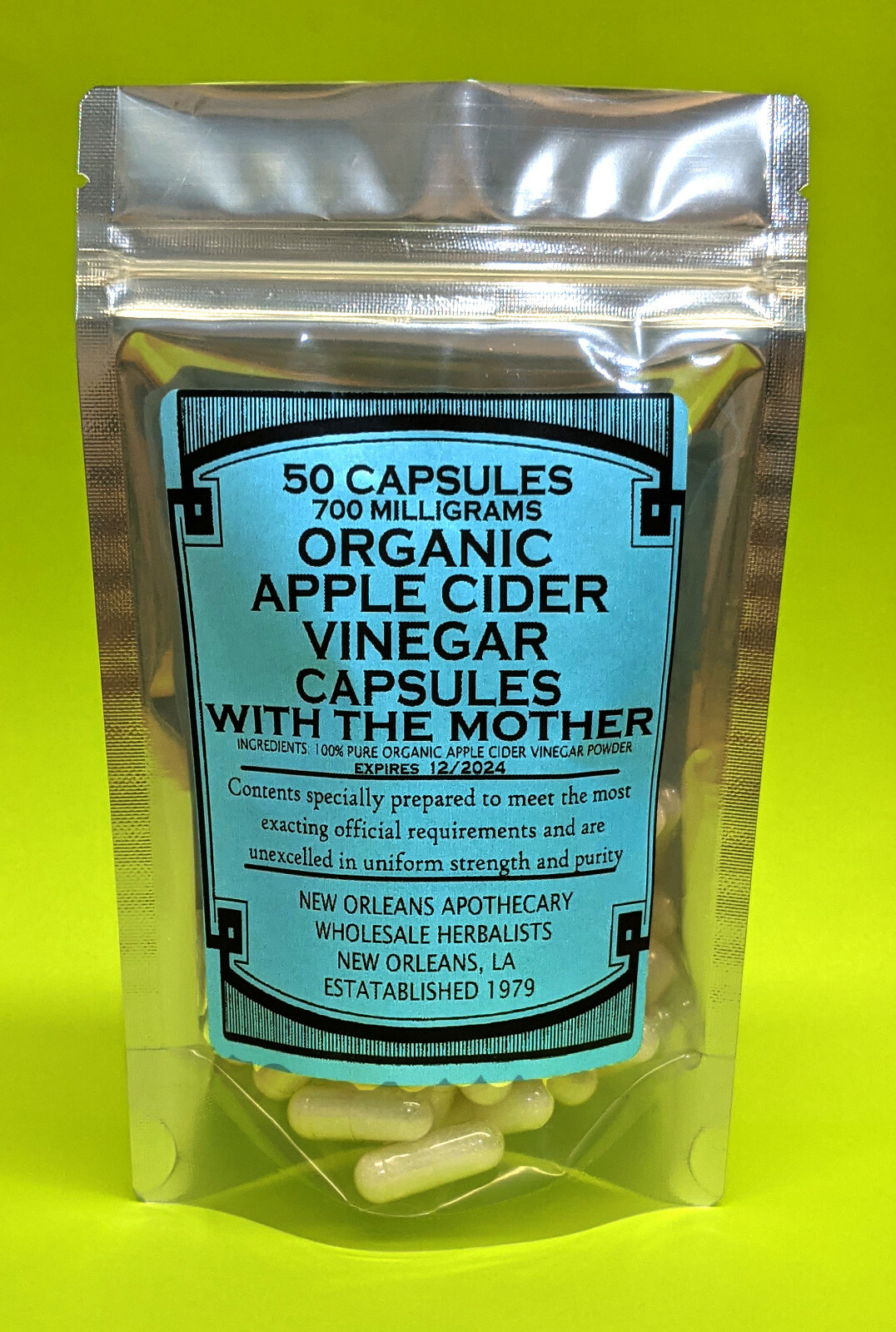 Apple Cider Vinegar Capsules With The Mother (700 milligrams) Organic ...