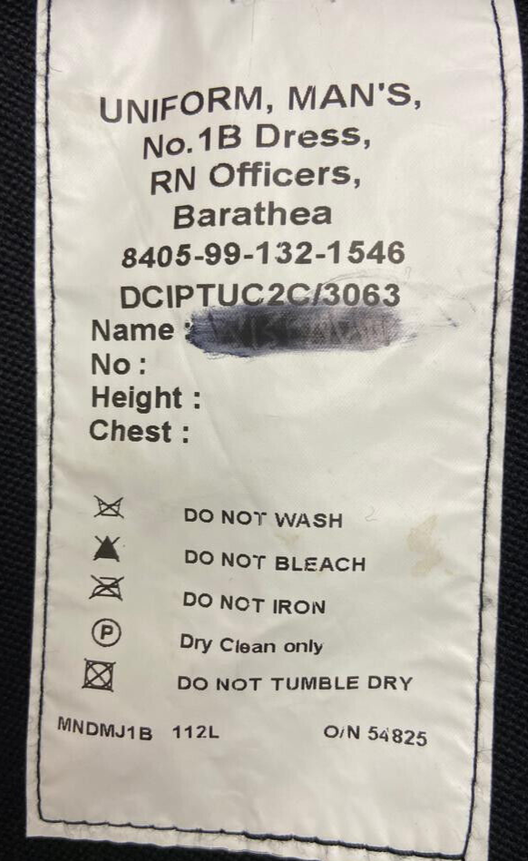 No1B Sub-Lieutenant Barathea Dress RN Uniform Jacket British Royal Navy ...