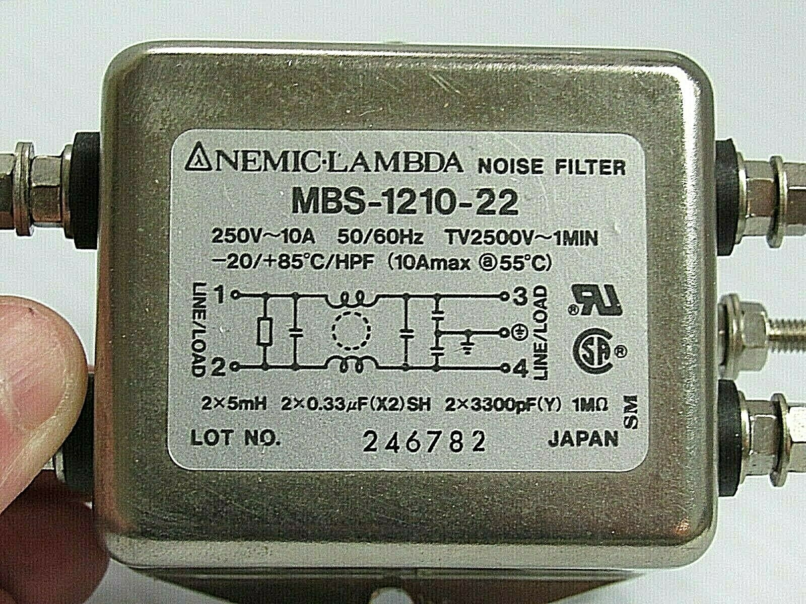 NEMIC LAMBDA NOISE FILTER MBS-1210-22 MBS121022 250V 10 AMP A 10A - USED | eBay
