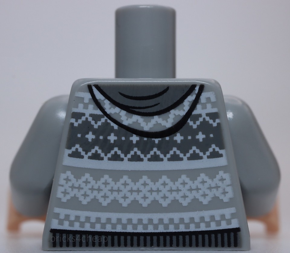Lego Torso Knit Fair Isle Cardigan Sweater Hood Dark Bluish Gray Trim ...