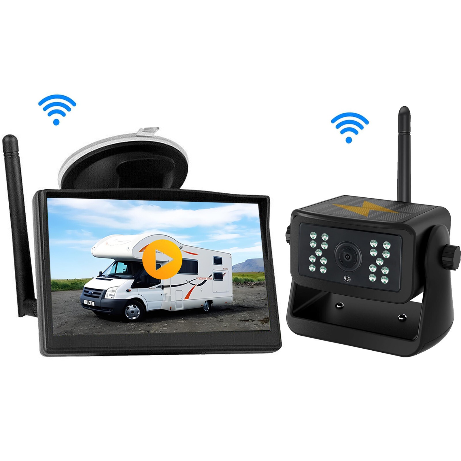 1080P Solar Magnetic Wireless RV Backup Camera 5" Car Monitor for ...