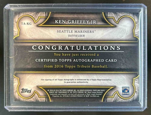 2016 Topps Tribute Ken Griffey Jr. Auto Autograph #07/30 Mariners | eBay