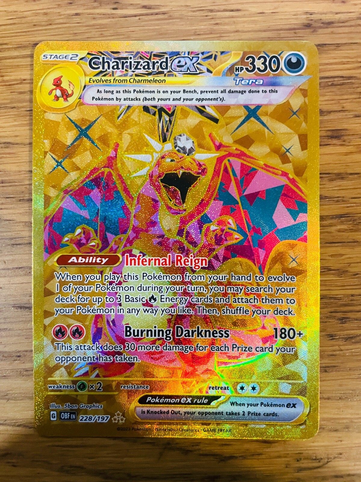 N-MINT! Charizard ex (228/197) Obsidian Flames Hyper Rare Gold Pokemon ...