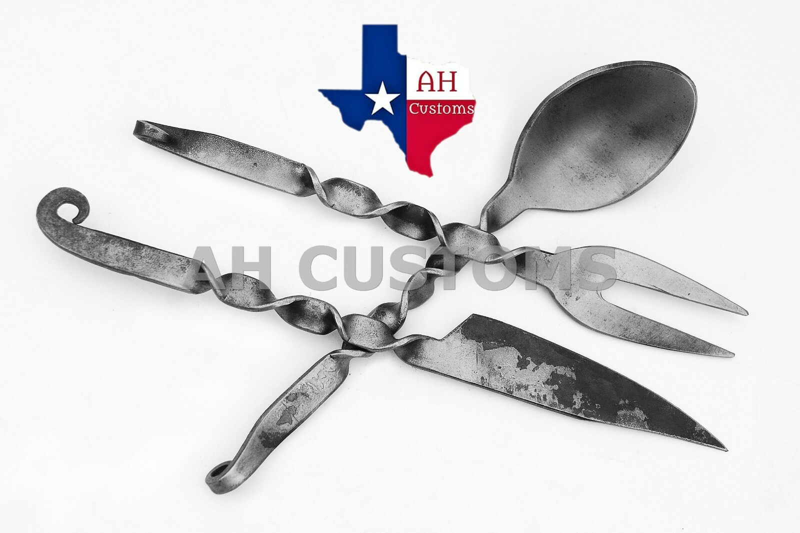HAND FORGED MEDIEVAL EATING UTENSIL FEASTING SET SPOON, KNIFE & FORK AH ...