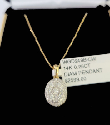 Real 14k Box Chain Diamond Pendant Yellow Gold Necklace Set Women | eBay