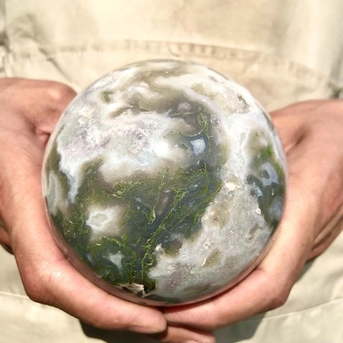 1200g Natural Aquatic Plants Agate Crystal Sphere water grass Moss ...