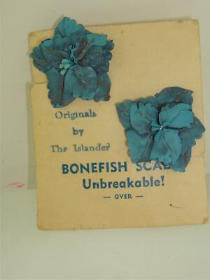 RARE VINTAGE HAWAII GENUINE VIVID BLUE BONEFISH SCALES SCREWBACK ...