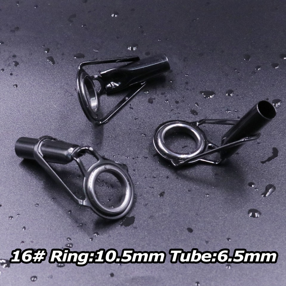 Black Fishing Rod Tip Guides Stainless Steel Ceramic Ring 1.8mm~8mm ...