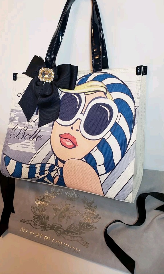 BRIGHTON MY FLAT IN LONDON RIVA TOTE LA VIE EST BELLLE COATED CANVAS LG ...