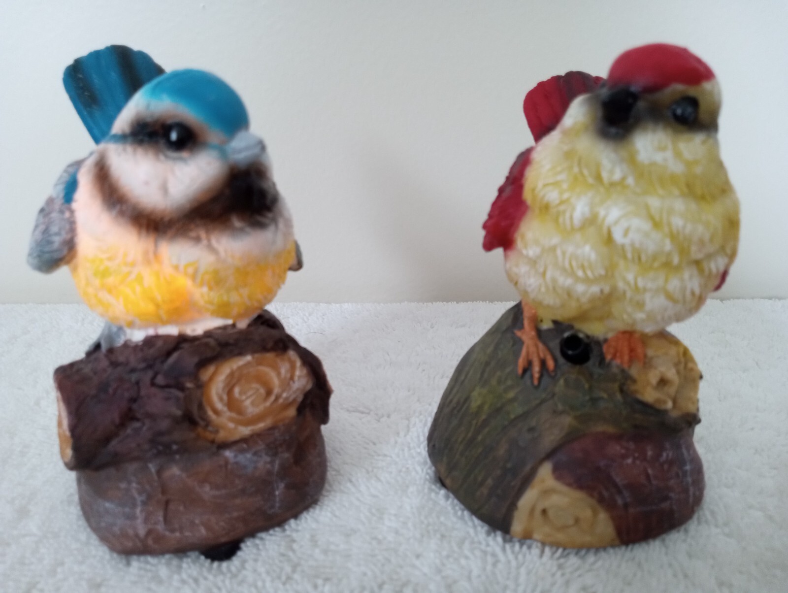 2 Cardinal Blue Bird Singing Motion Activated Lights Up Home Spring ...