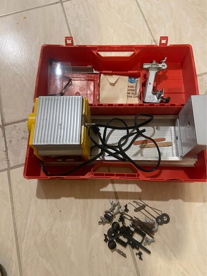 VINTAGE 1964 Mattel POWER SHOP LATHE & DISC SANDER+MISC. ACCESSORIES W ...