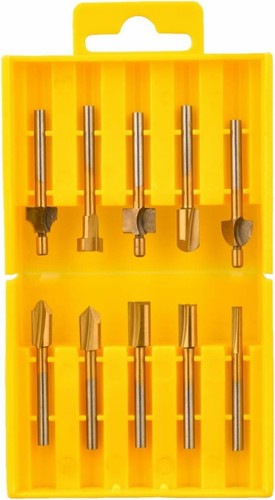 10Pcs 1/8" Mini Shank HSS Titanium Router Mill Bits Fits Dremel Rotary ...