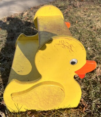 VTG Wood Yellow Rubber Ducky 2 Steps Stool | eBay